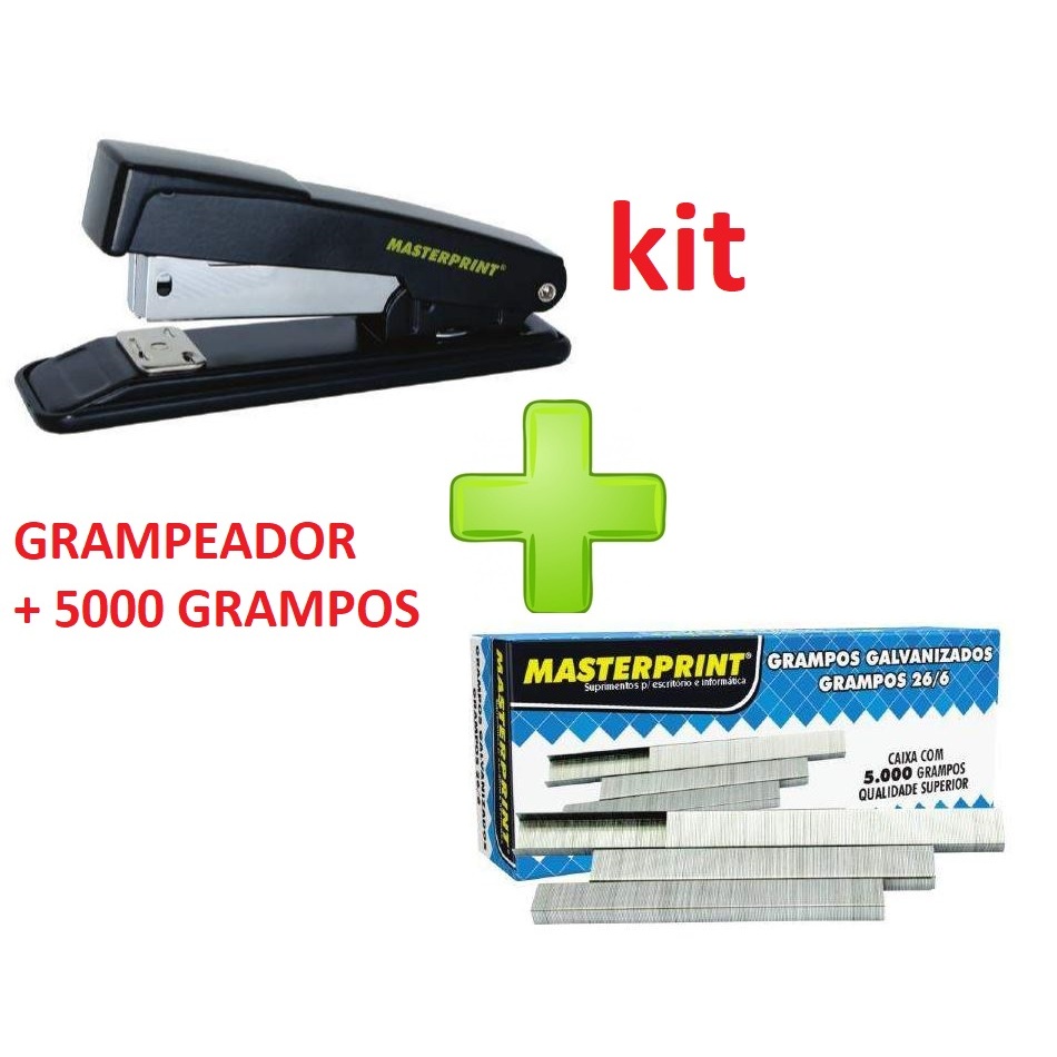 KIT Grampeador de Metal + 5000 Grampo Galvanizado 26/6 | Shopee Brasil