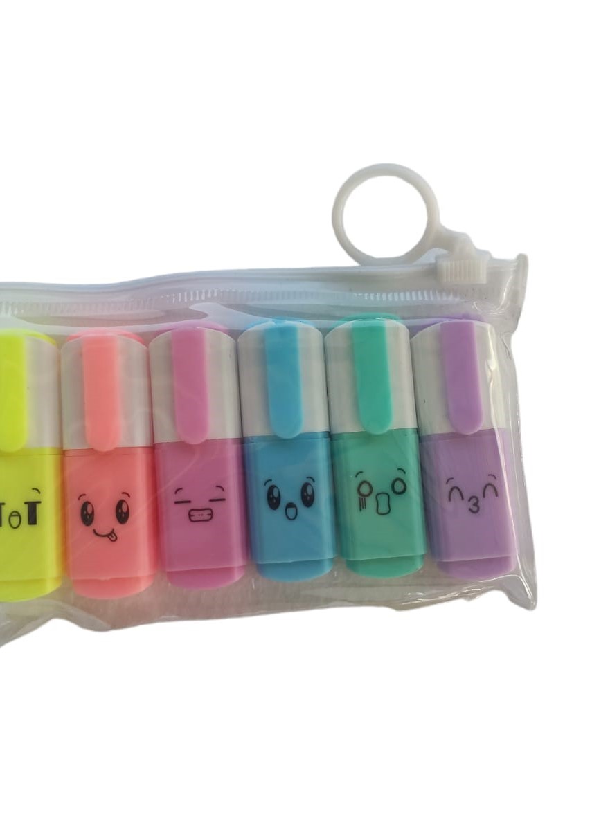 Mini Marca Texto Fofo Carinhas 6 Cores | Shopee Brasil