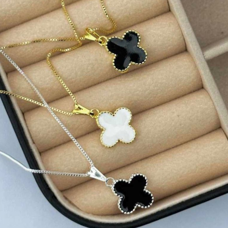 Colar Trevo Virginia folheado a prata 925 e ouro 18k | Shopee Brasil