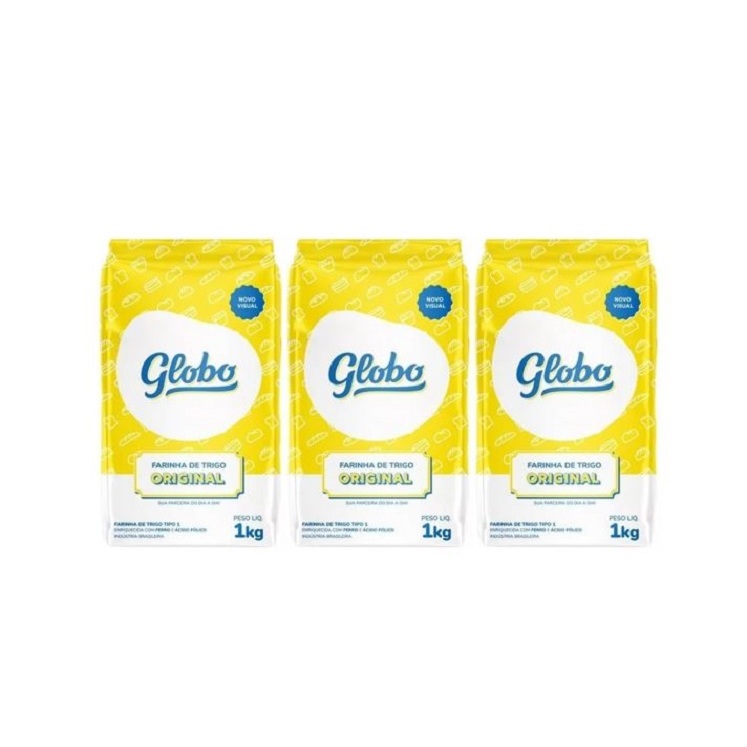 Kit C/3 Farinha De Trigo Globo Original 1kg | Shopee Brasil