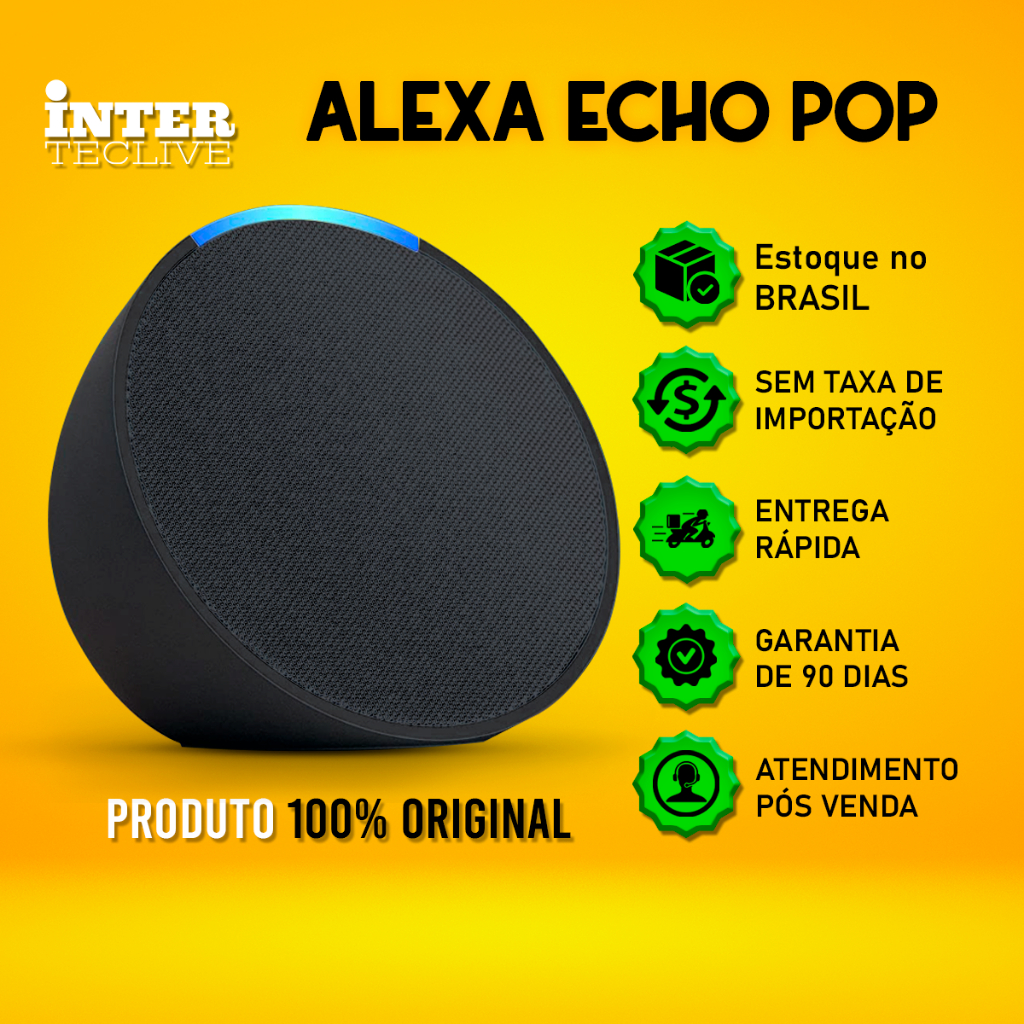 Assistente Virtual Alexa Echo Pop Smart Amazon Alto Falante Original Com NF Envio Imediato ...