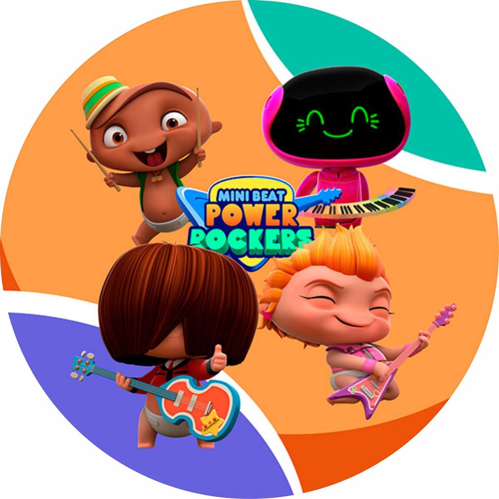 Painel Redondo Festa Mini Beat Power Rockers em Tecido Sublimado ...