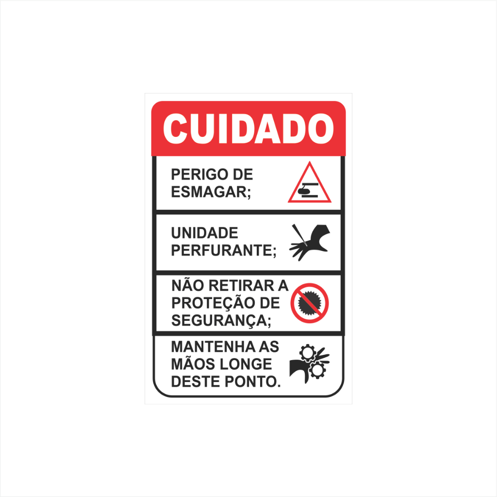Placa Cuidado Perigo De Esmagar Unidade Perfurante 30x20cm | Shopee Brasil