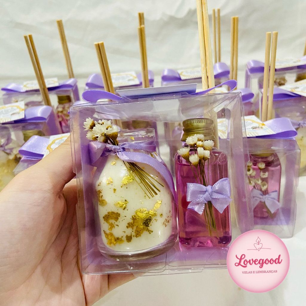 Kit Vela Aromática e Aromatizador | Lembrancinhas | Vela personalizada ...