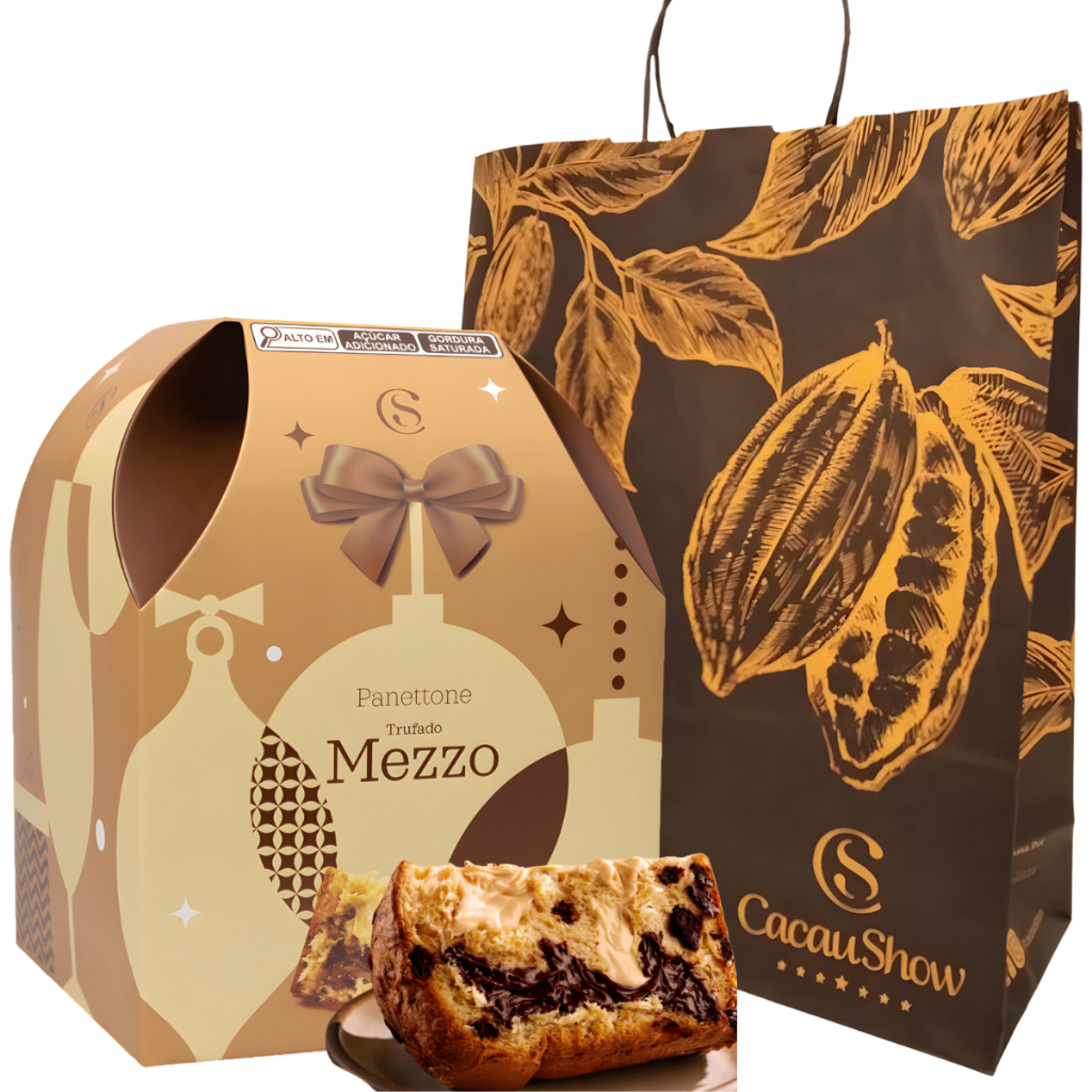 Panetone Trufado Mezzo 580g Gotas de Chocolate Cacau Show | Shopee Brasil