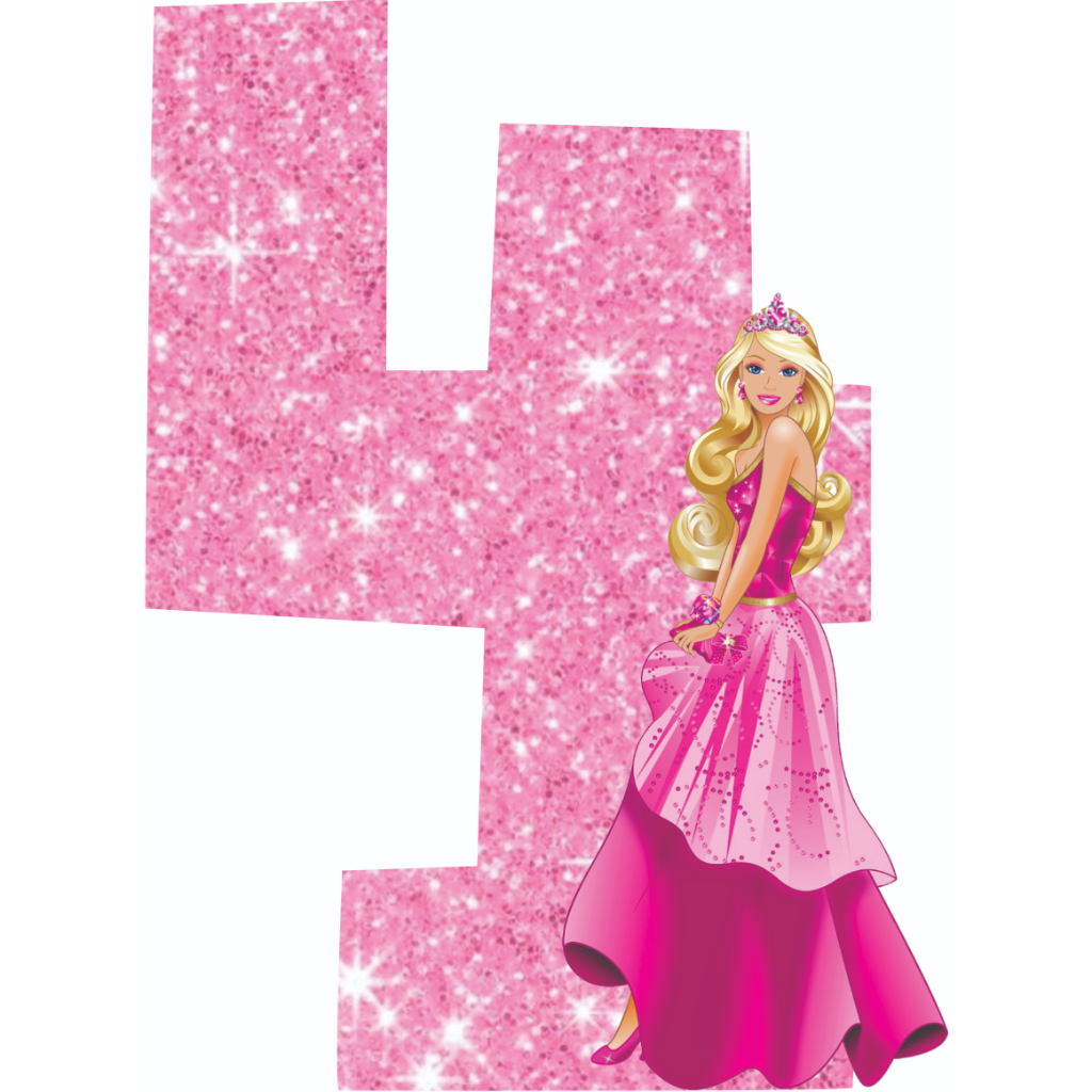 DISPLAY MDF NUMERO 4 ROSA BARBIE PRINCESA 60CM | Shopee Brasil