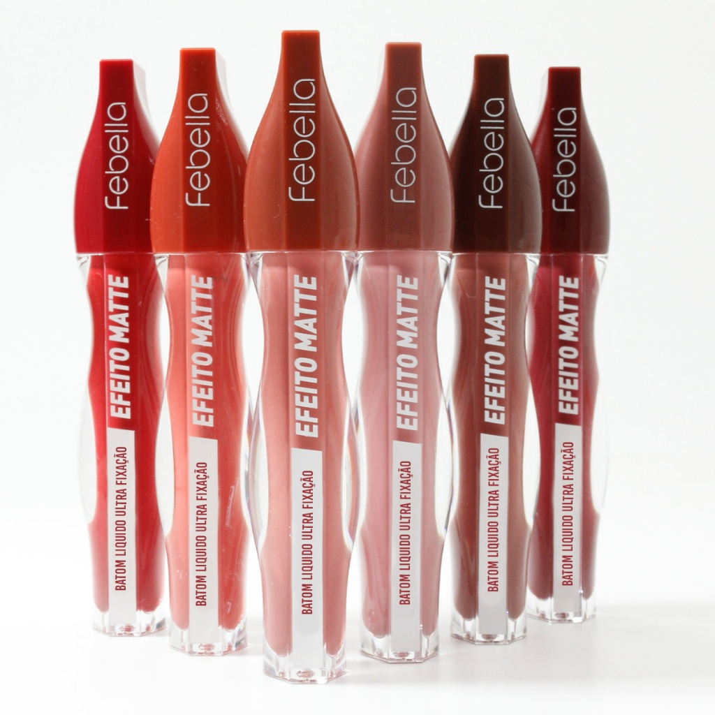 Batom Liquido Matte Febella Cores Quentes Ultra Fixação Matte Maquiagem ...