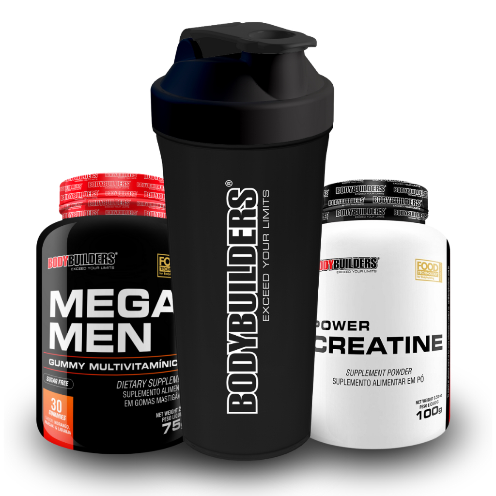 Kit Mega Men 30 Cáps + Power Creatina 100g + Coqueteleira ...