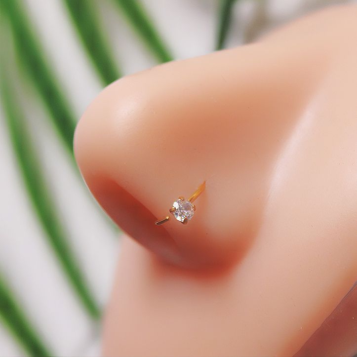 Piercing Argola Ladrilho Com Stras Para Nariz Cor Prata -Dourado-1 ...