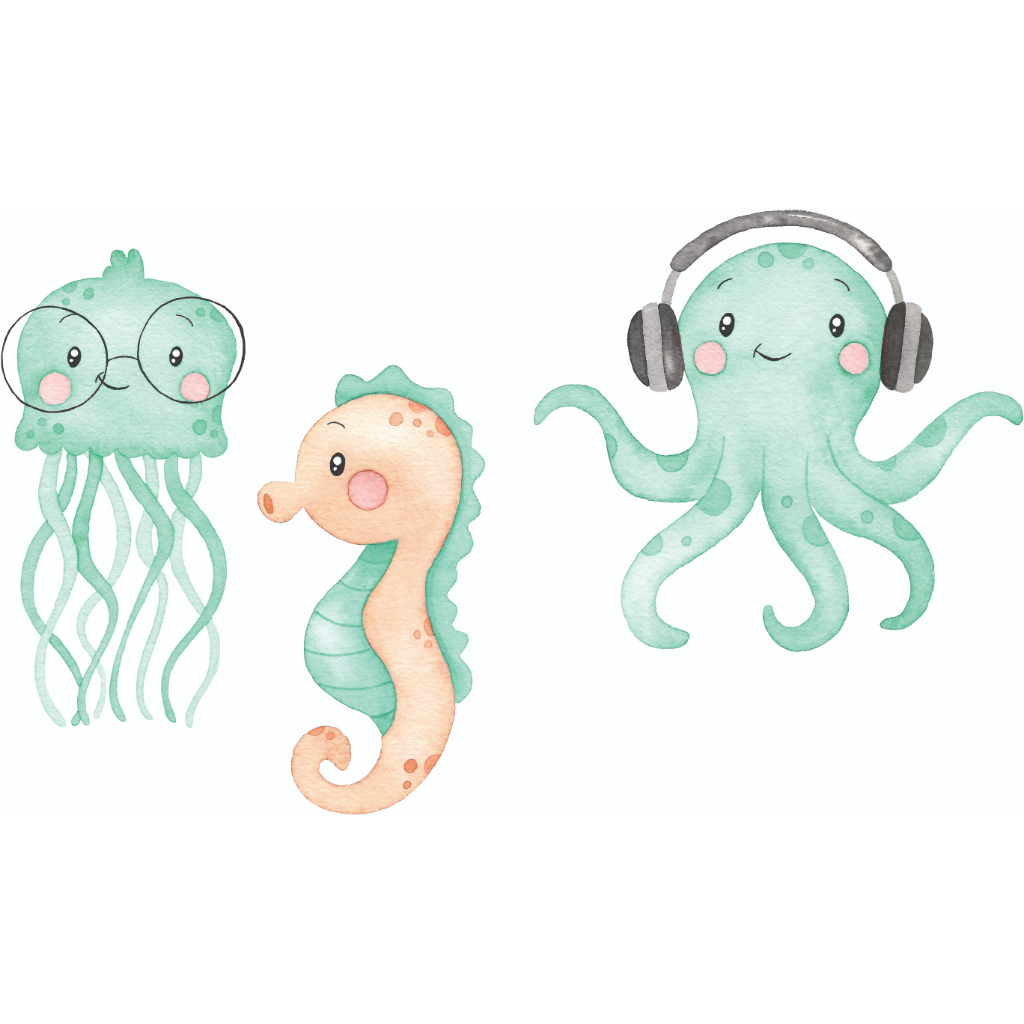 DISPLAY MDF FUNDO DO MAR AQUARELA VERDE 3 PEÇAS DE 25CM | Shopee Brasil