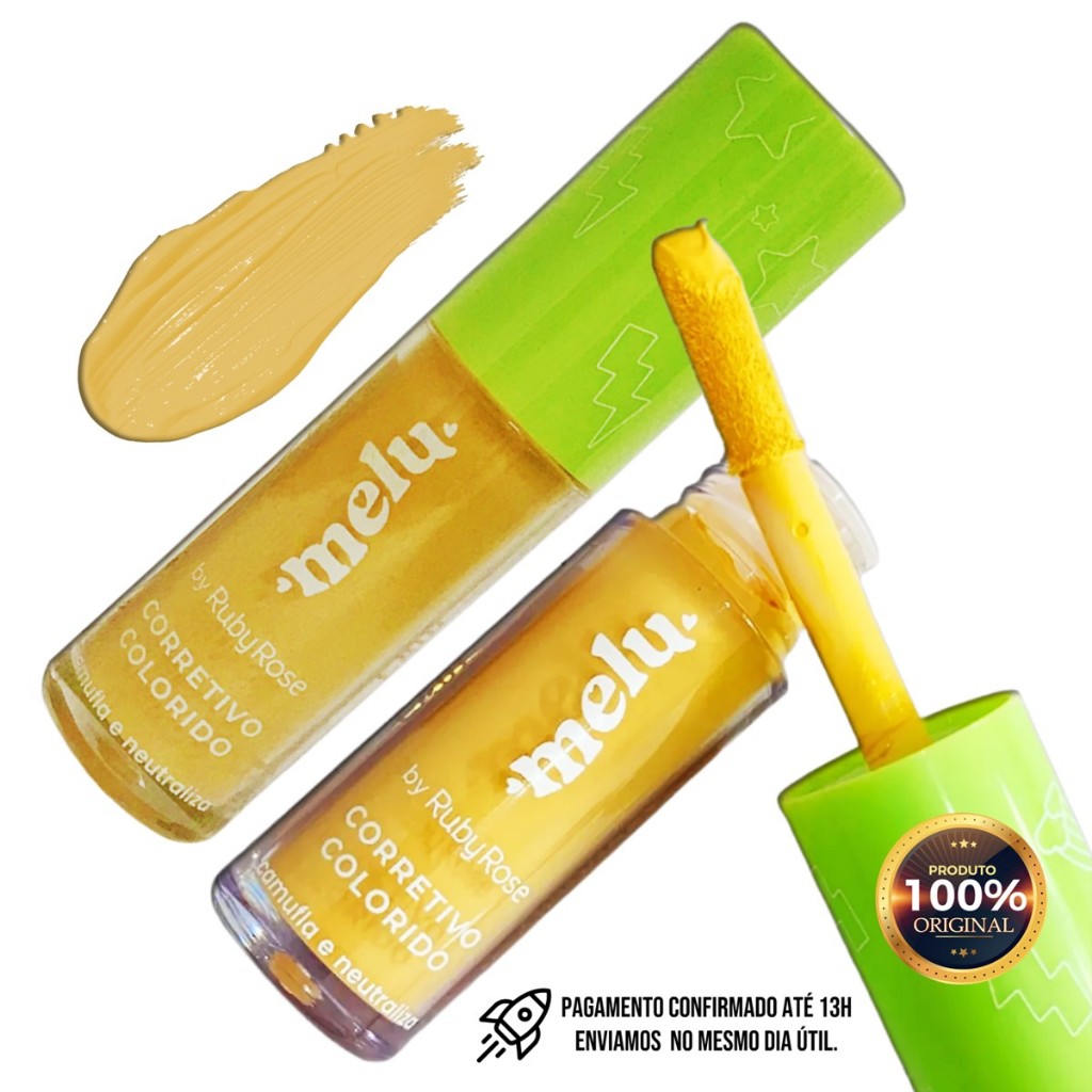 Corretivo Líquido Colorido da Melu by Ruby Rose Cor Amarelo Camufla e Neutraliza | Shopee Brasil