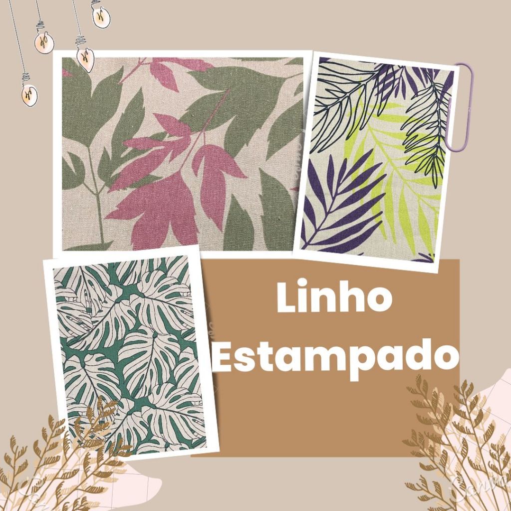 Tecido Linho Estampado (1m x 1,50m) 53% Linho 47% Viscose | Shopee Brasil