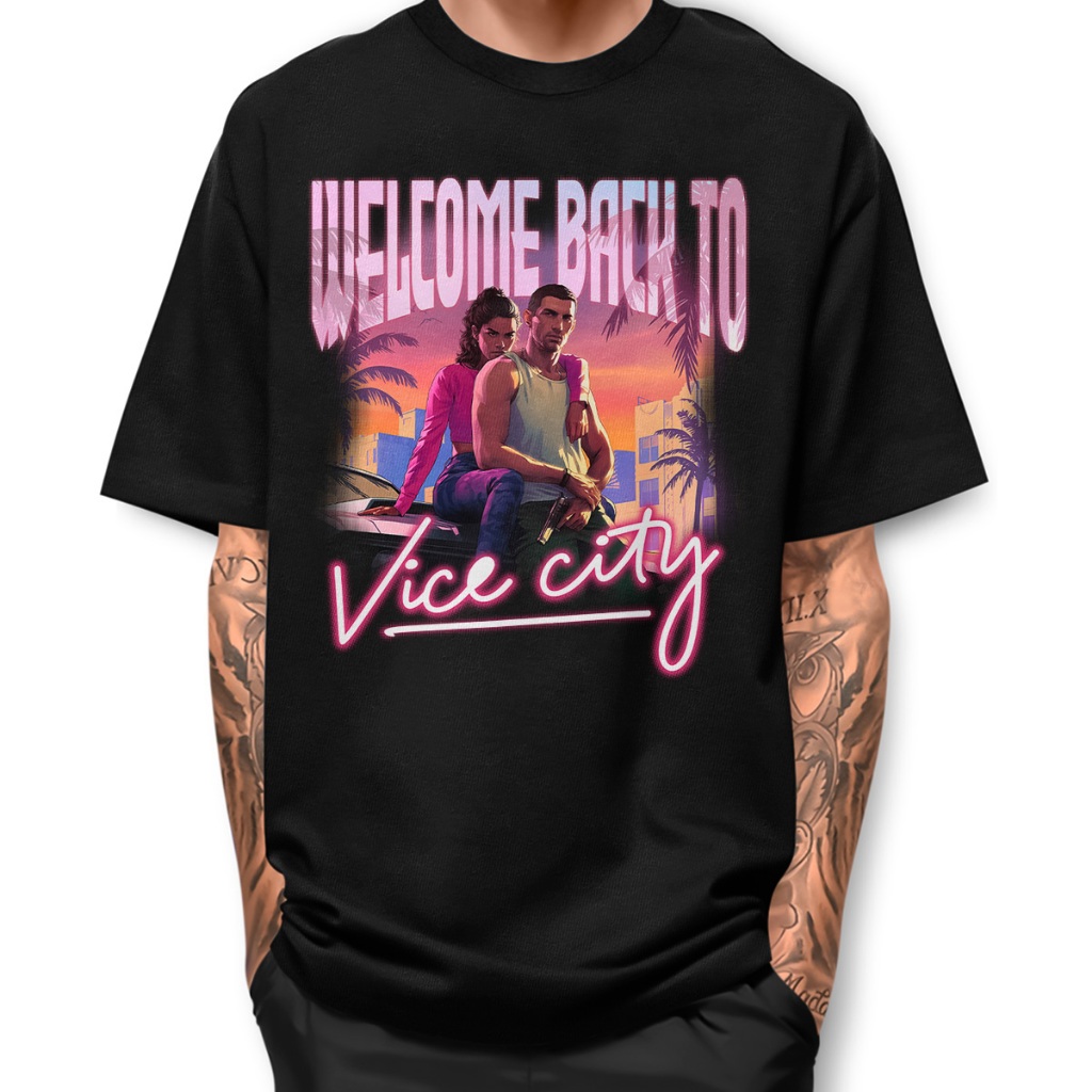 Camiseta Básica Welcome Vice City GTA 6 100% Algodão Camisa | Shopee Brasil