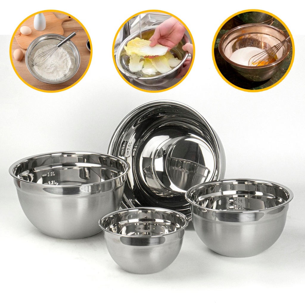 Tigela Kit 4x Vários Tamanhos Bowl Inox Cozinha Profissional ...