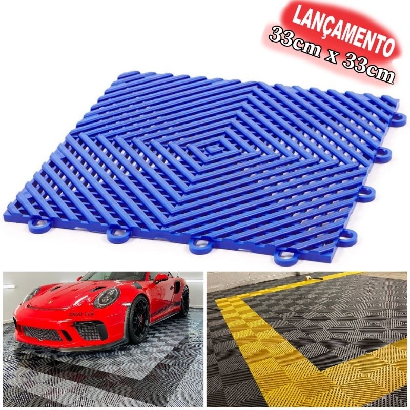 kit 20 Estrado plástico modular 33x33cm antiderrapante garagem automotiva detailer piso banheiro ...