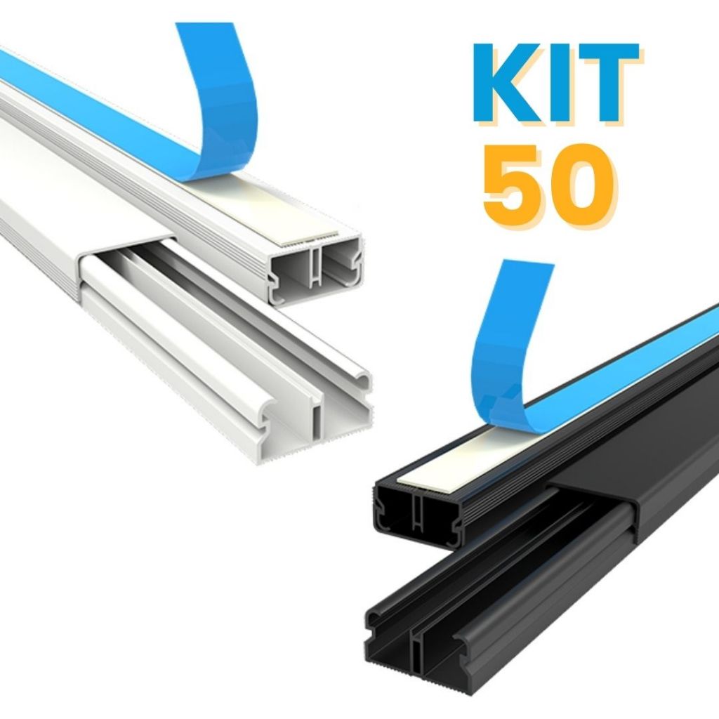 50 Metros Canaleta PVC Preta/Branca 20x10mm Organizador de Fios Sistema ... 50 Metros Canaleta PVC Preta/Branca 20x10mm Organizador de Fios Sistema ...