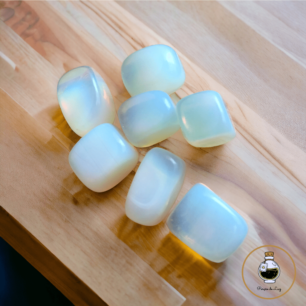 Opalina - Pedra da Lua - Pedra Rolada Natural - Pedra da Energia / Cristal Natural - Tamanho ...