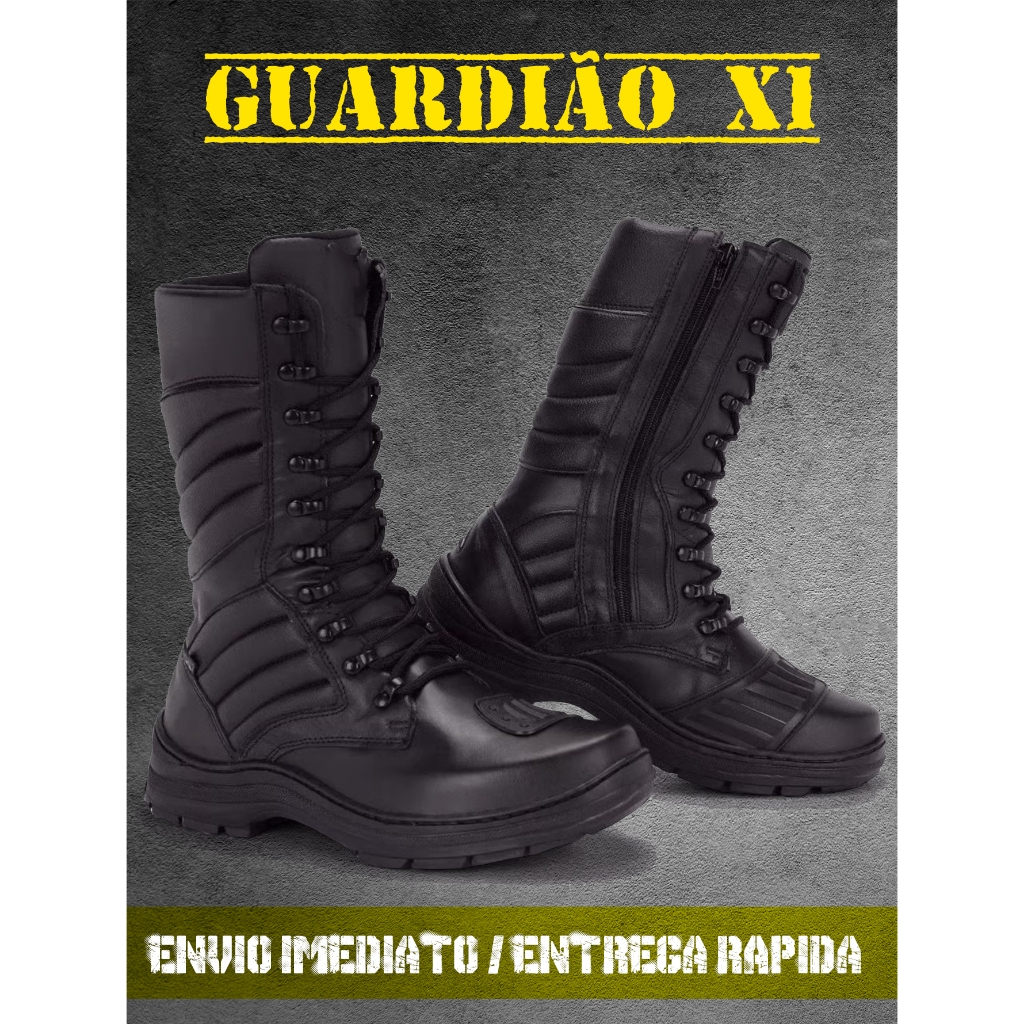 Bota Segurança Privada Motoqueiro "Guardião X1" - Cano Alto, Bico ...