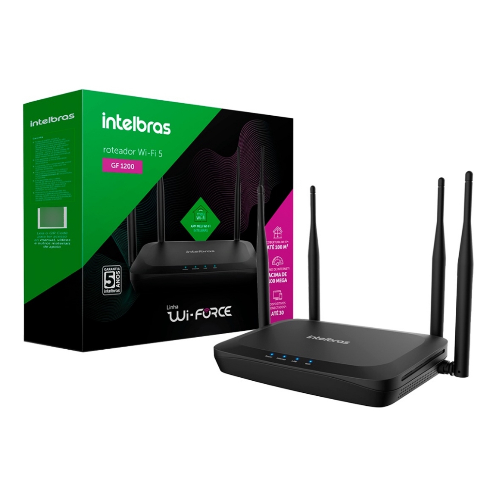 Roteador intelbras Dual Band Wifi 5g Porta Lan Gigabit GF 1200 | Shopee ...