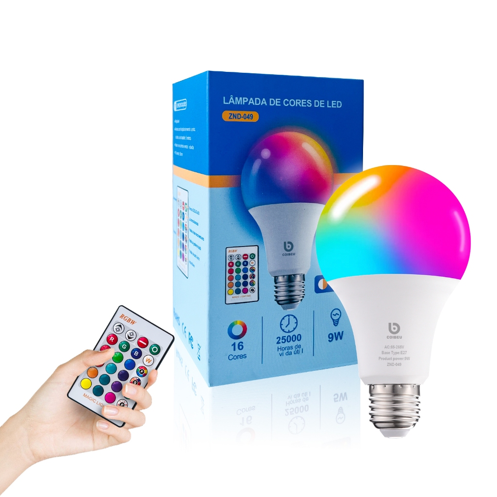 COIBEU RBG 5W / 9W / 10W / E27 RGB, lâmpada LED LAMBPATDA BULBO, luz de controle RGB, RGBW ...