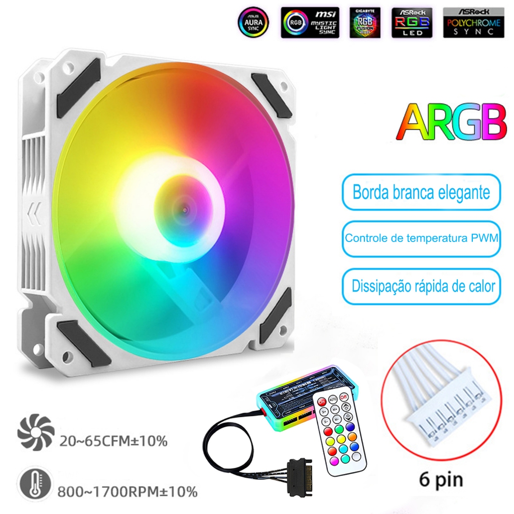 Kit Cooler 3D Fan Rgb 120mm + Controladora Interface SATA | Shopee Brasil