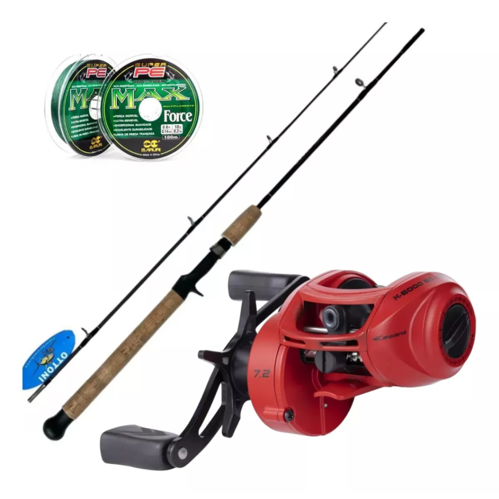 Kit Pesca Carretilha Kawana K-6000 Vhd Anticabeleira + Vara Ottoni ...