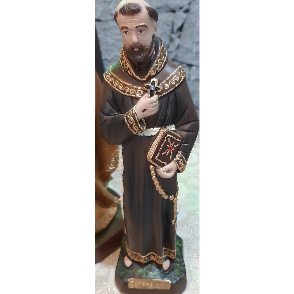 Imagem São Francisco De Chagas 20 Cm Resinado Romano Rico | Shopee Brasil