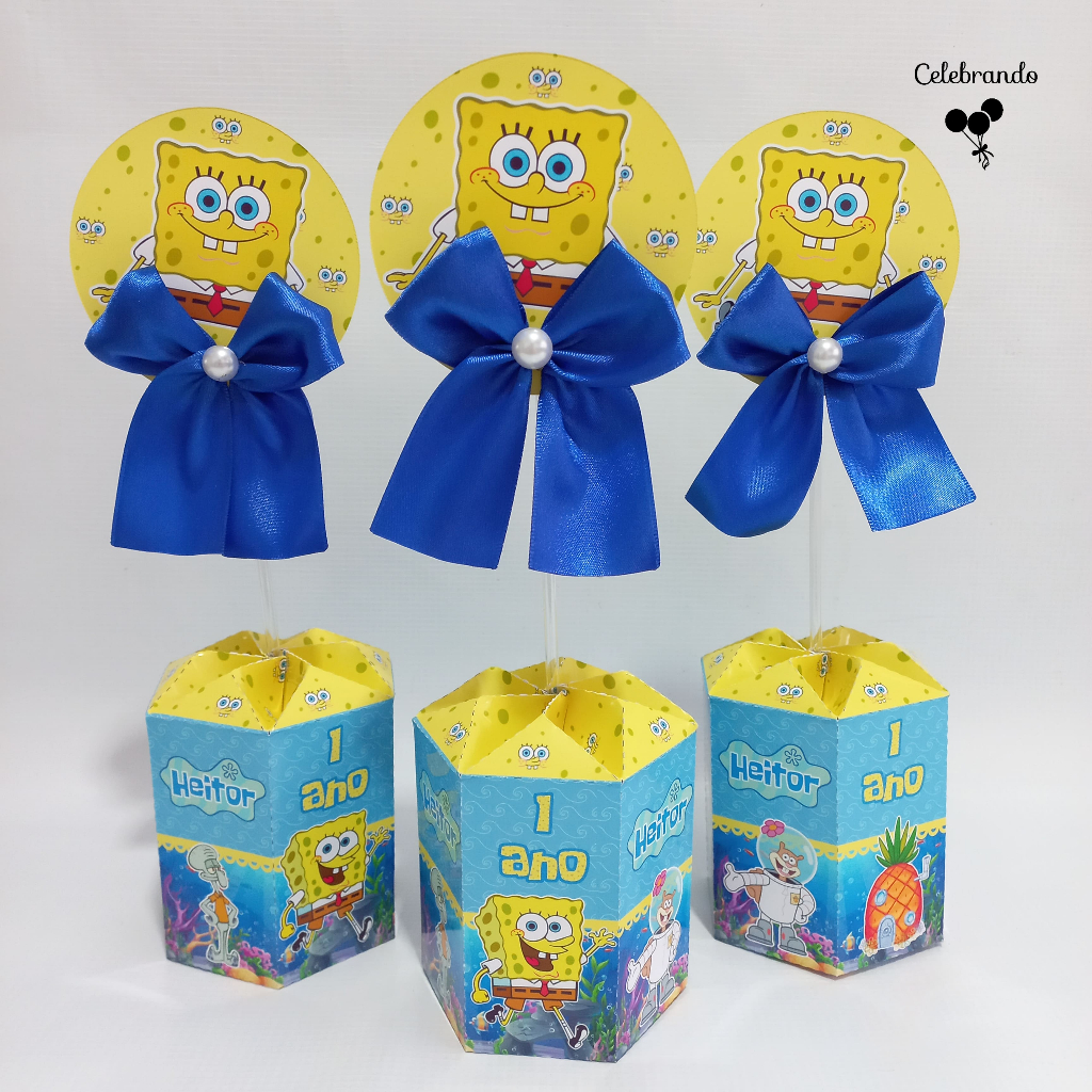 Centro de mesa bob esponja - Kit centro de Mesa - Enfeite de Mesa ...