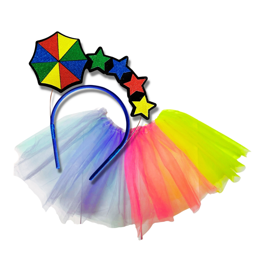 Kit 01 Fantasia Frevo Tiara + Saia Festa Bloquinho Carnaval | Shopee Brasil