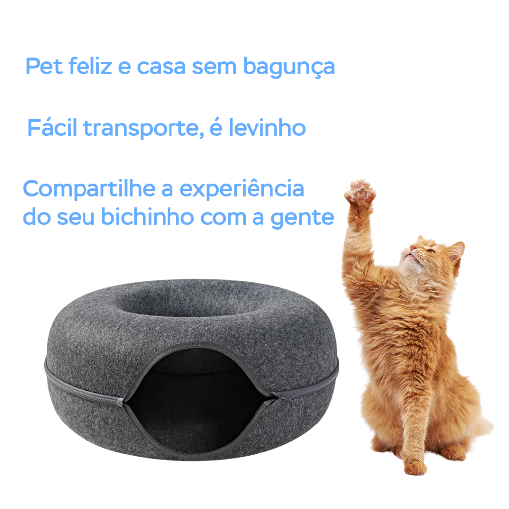 Cama Túnel Gato Interativa Donut Pet Brinquedo Caminha Felino Casa ...