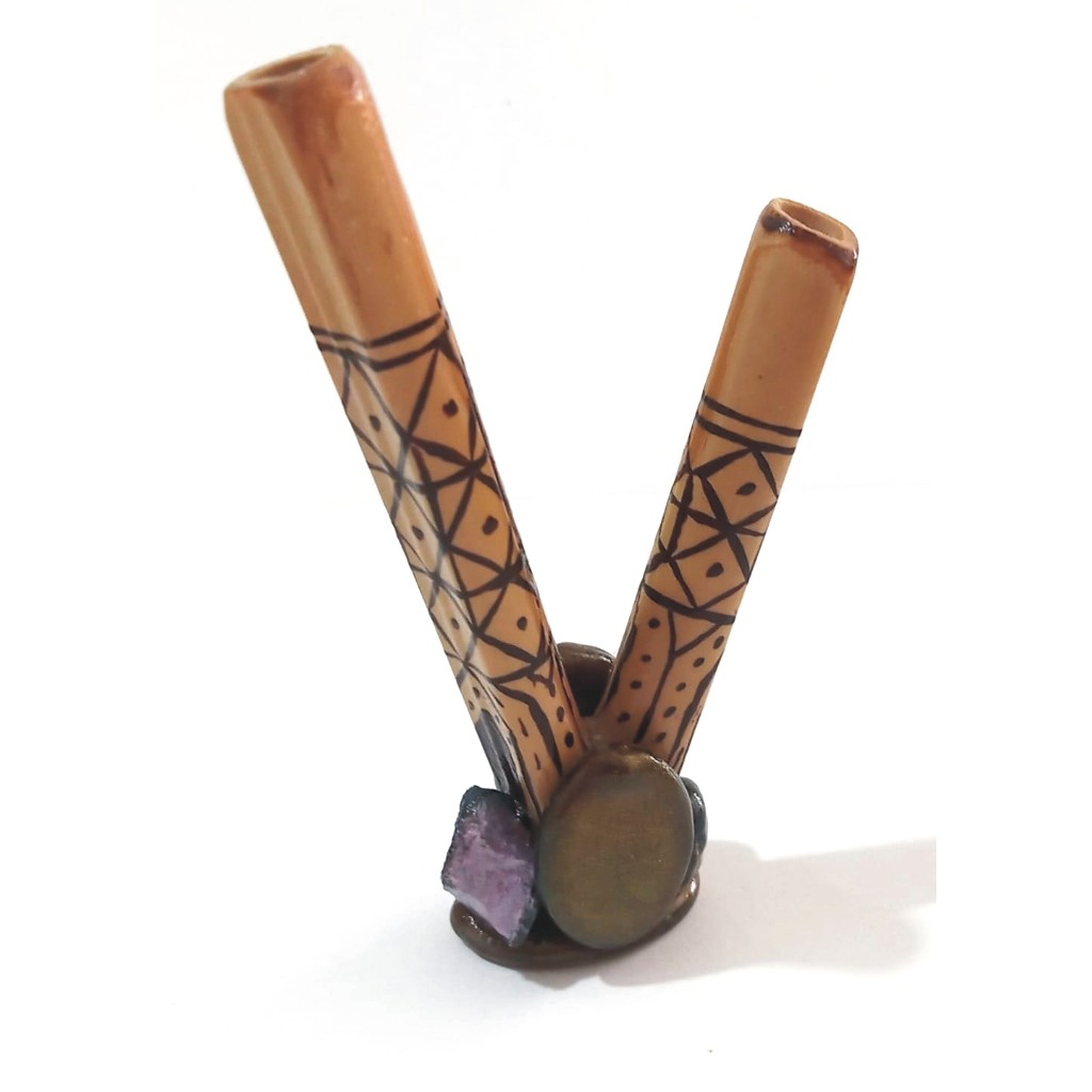 kuripe bambu - pedras fava divina - auto aplicador Indigena Xamânico | Shopee Brasil