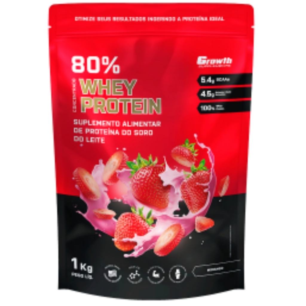 Whey Protein Concentrado Sabor Morango (1KG) - Growth Supplements | Shopee Brasil