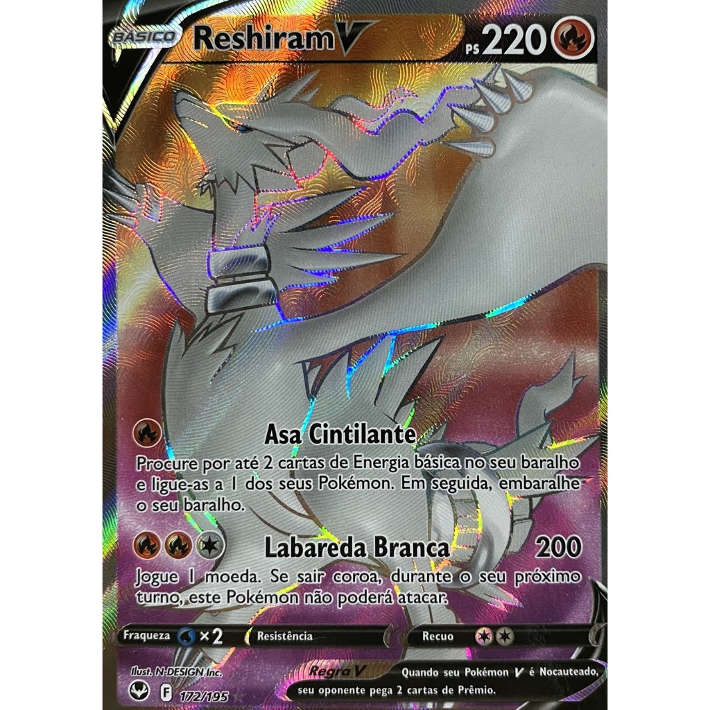 Carta Reshiram V Full Art Coleção Tempestade Prateada Pokemon TCG ...