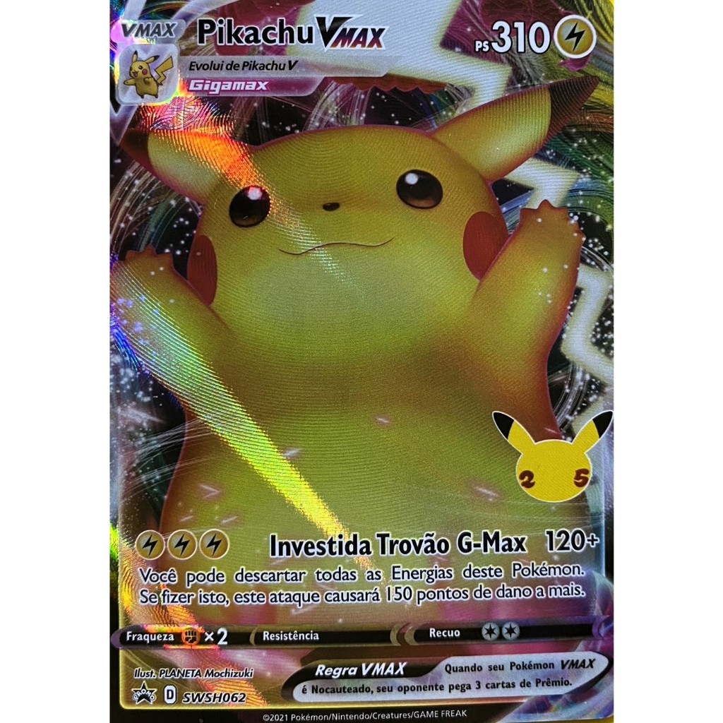Carta Pikachu Vmax Promo Coleção Celebrações Pokemon TCG | Shopee Brasil