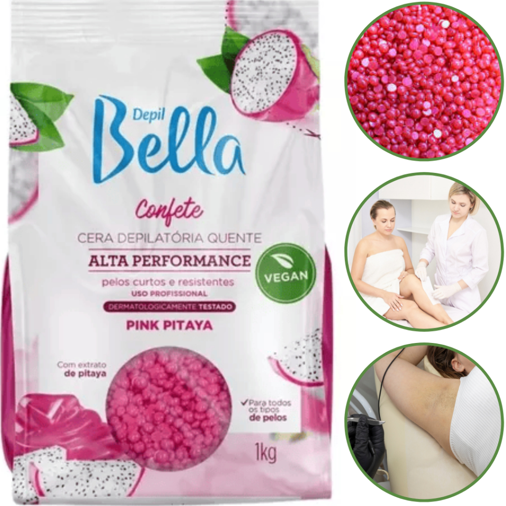 Cera Depilatória Depil bella Pink Pitaya Vegana Granulada Para ...