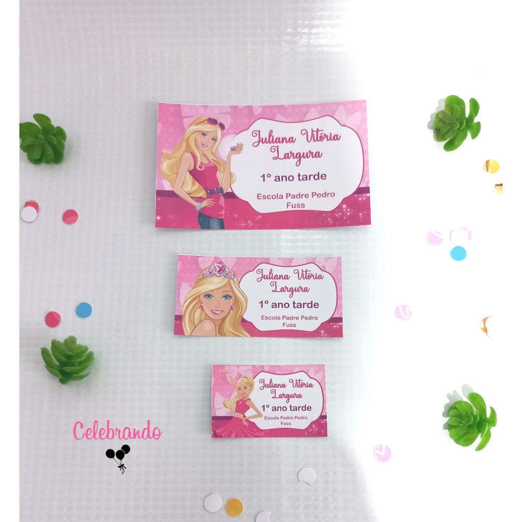 KIT 62 ETIQUETAS BARBIE - ETIQUETA ESCOLAR PERSONALIZADA BARBIE ...