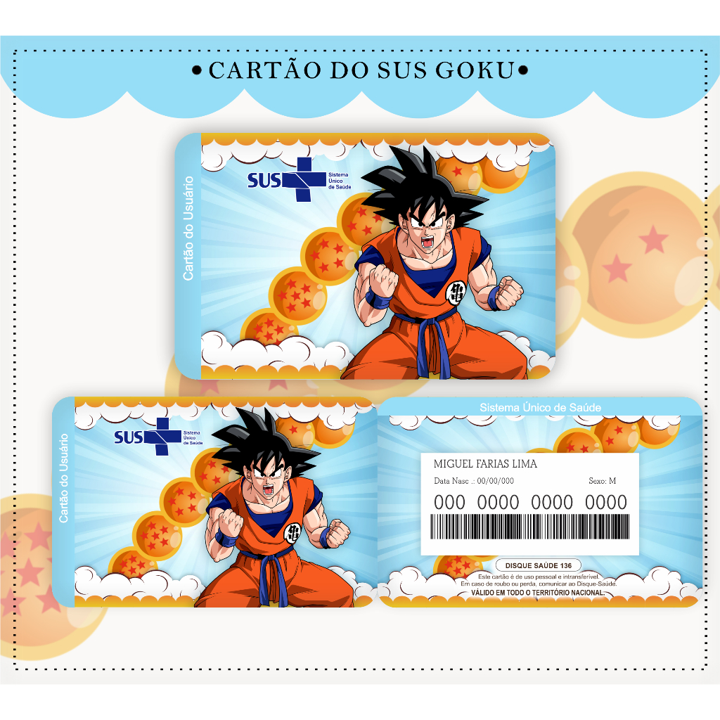 Cartão do sus dragon ball z carteirinha | Shopee Brasil