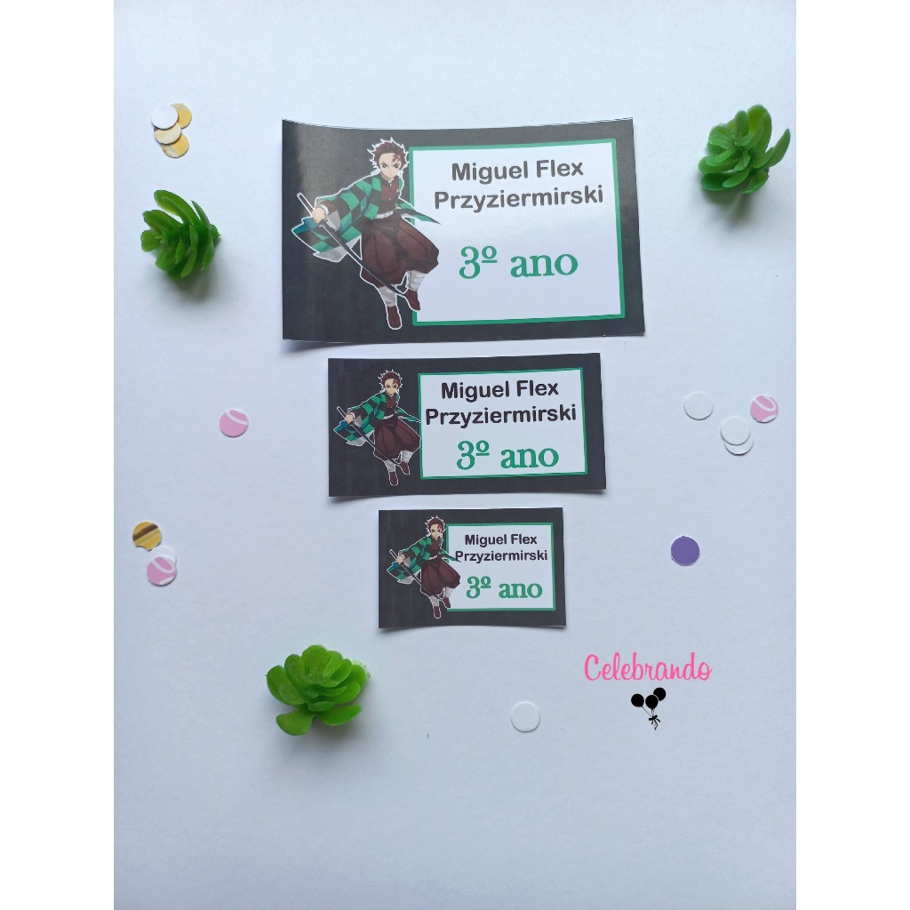 KIT 62 ETIQUETA ESCOLAR DEMON SLAYER - ETIQUETAS ESCOLAR PERSONALIZADA ...