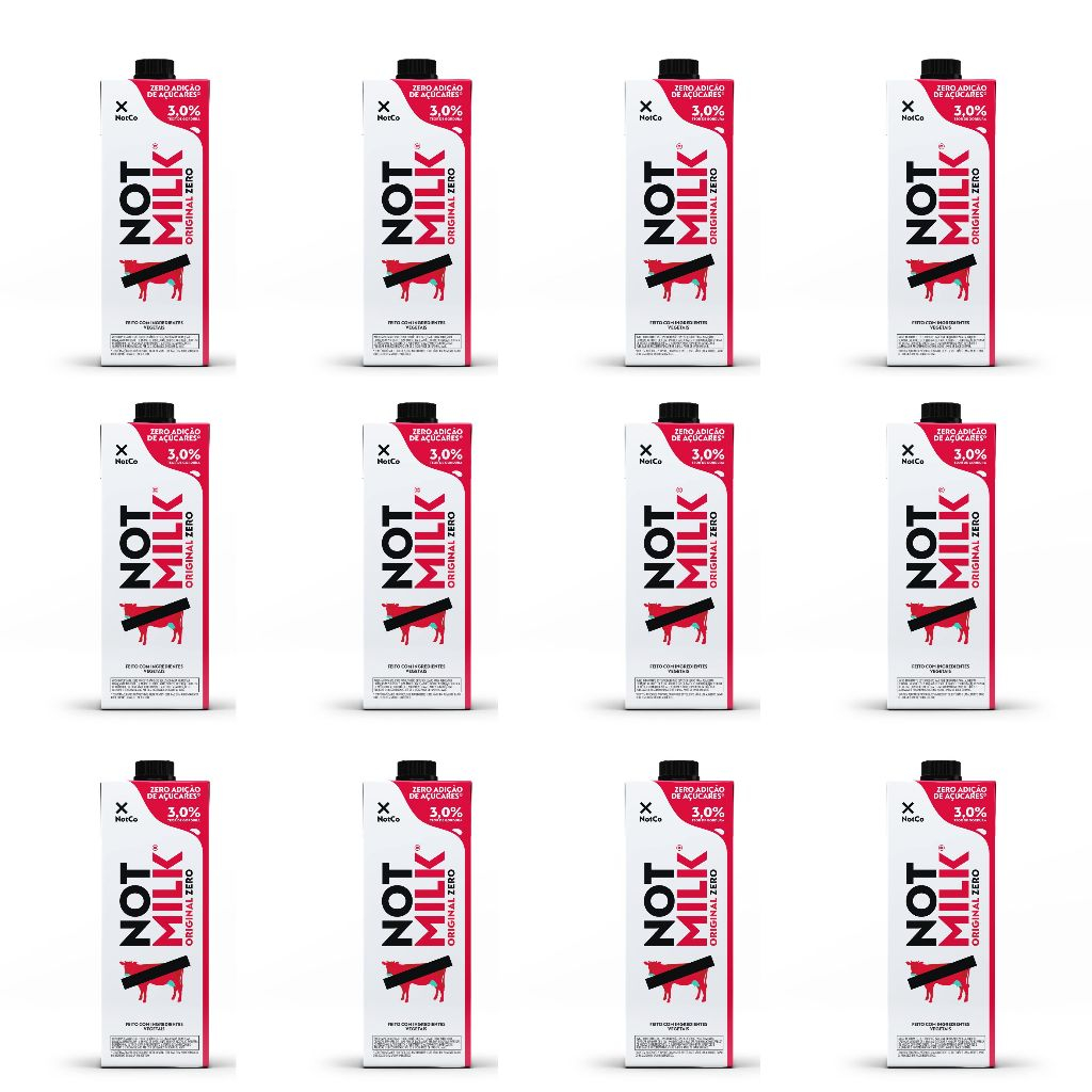 Kit 12 Leite Notmilk Original Zero Bebida Vegana sem Glúten 1 Litro ...