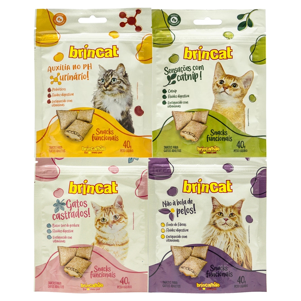 Sachê para Gatos Filhote e Adulto Snacks Funcionais Brincat 40G ...