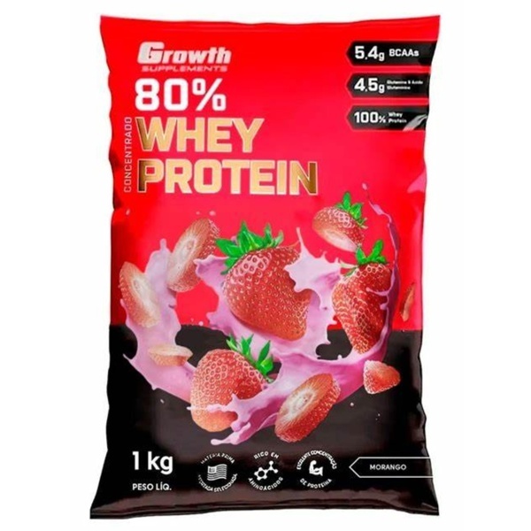 Top whey Protein Concentrado 80% 1000g Growth Supplements - Sabor ...