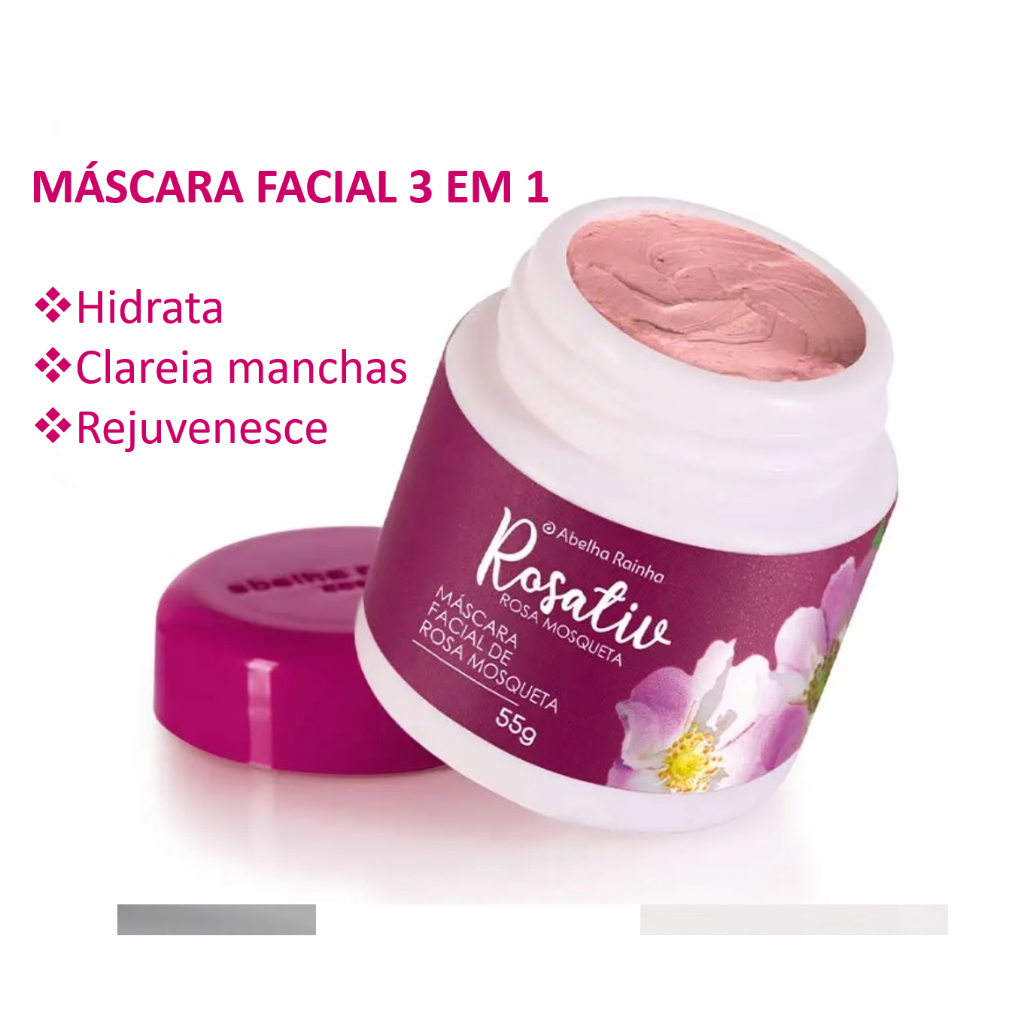 Máscara Facial 3 em 1 de Rosa Mosqueta Rosativ - 55g - Abelha Rainha ...