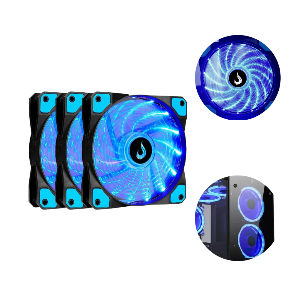 Kit 3 Cooler Fan 120mm Pc Gamer Fan Led Blue Azul | Shopee Brasil