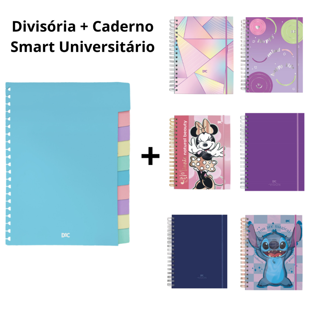 Caderno Universitário Smart Inteligente 10 Matérias + 10 Divisórias ...