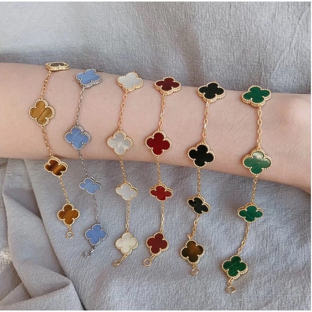 Pulseira 4 folhas Trevo 4 folhas Van Cleef & Arpels folheado ouro 18k PUL444 - Faz a Boa!
