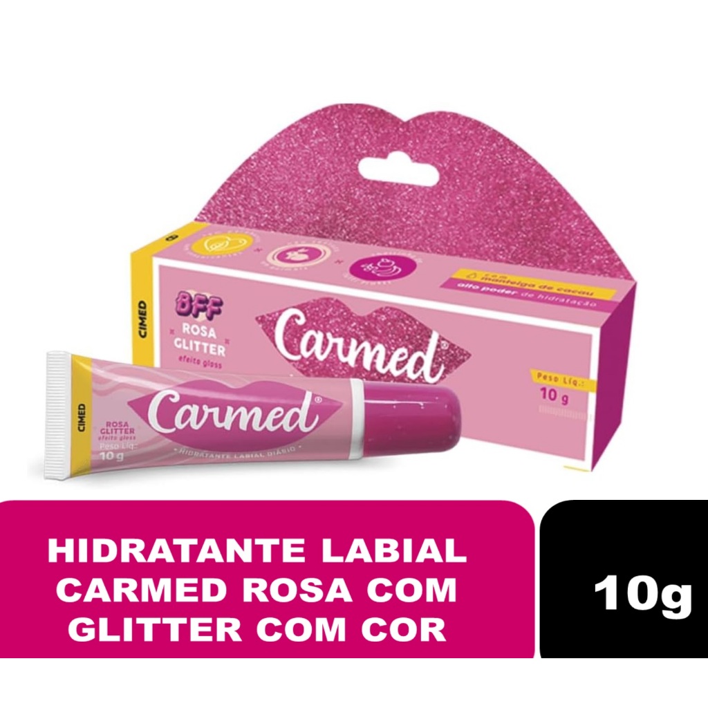 Hidratante Labial Carmed Rosa Glitter com cor 10g | Shopee Brasil