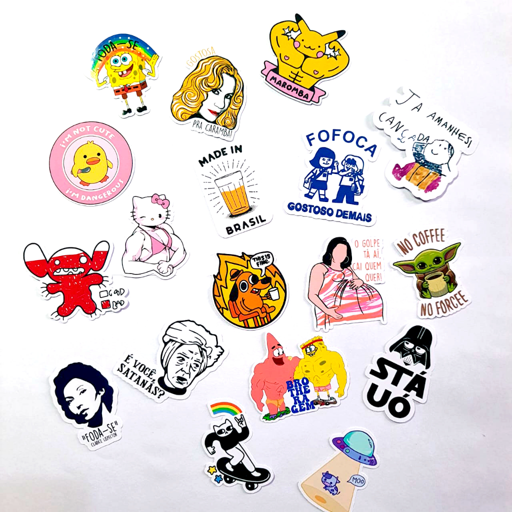 Pack com 18 Adesivos tipo Stickers - Memes Diversos | Shopee Brasil