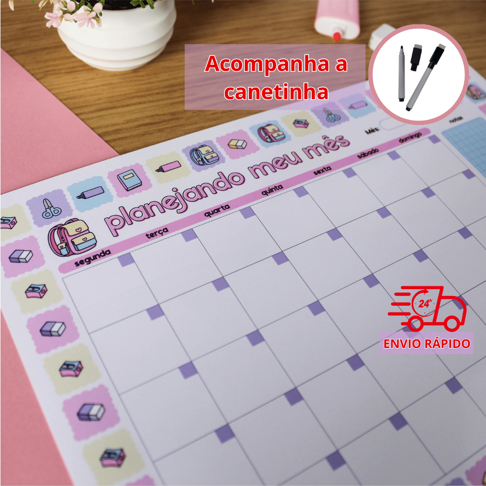 Pacote 10 unid Planner Mensal Infantil Volta as Aulas Escolar Mimo ...