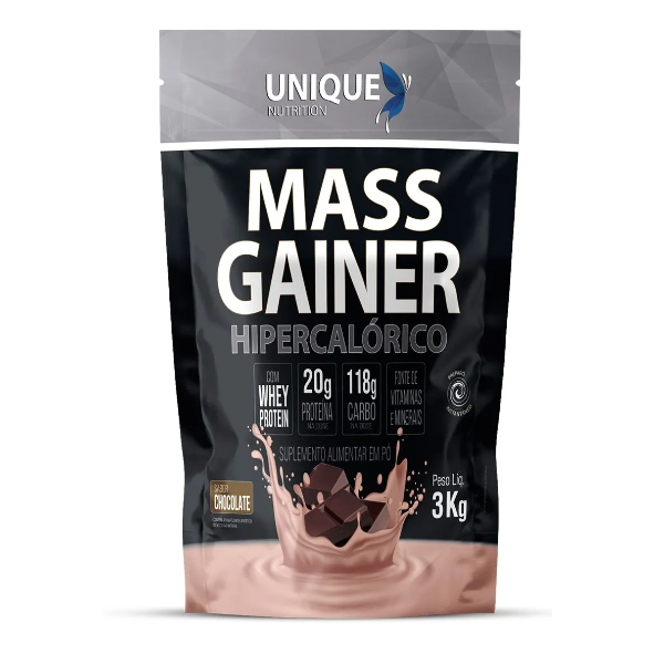 Kit 3x Mass Gainer Hipercalorico 3kg Sabor Chocolate Unique Nutrition ...
