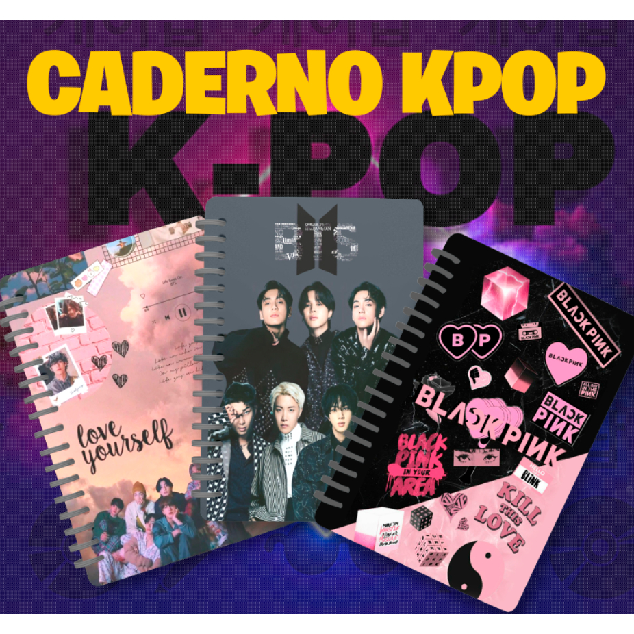 CADERNETA/ CADERNO CAPA DURA 10x14cm KPOP BTS BLACKPINK GOT7 | Shopee Brasil